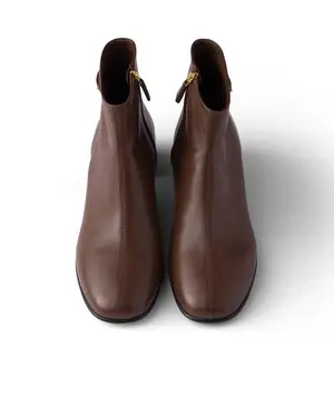 Prada Nappa Leather Booties - Brown