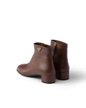 Prada Nappa Leather Booties - Brown