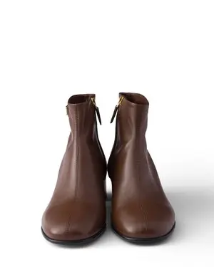 Prada Nappa Leather Booties - Brown