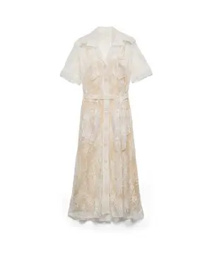 Prada Lace Shirt Dress - Neutral