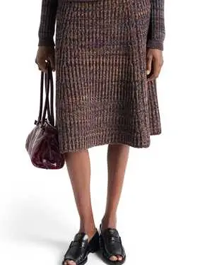 Prada Wool And Cashmere Knit Flared Skirt - Blue