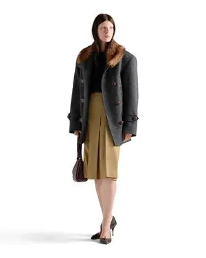 Prada Pleated Technical Fabric Skirt - Brown