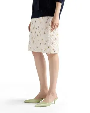 Prada Floral-print Quilted Satin Pencil Skirt