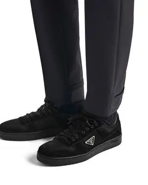 Prada Downtown Re-nylon And Suede Sneakers - Black