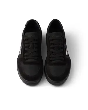 Prada Downtown Re-nylon And Suede Sneakers - Black