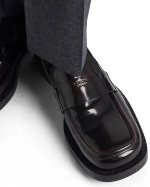 Prada Brushed Leather Loafers - Brown