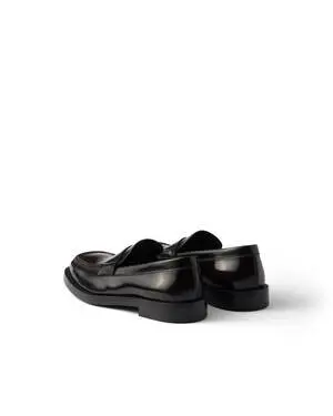 Prada Brushed Leather Loafers - Brown