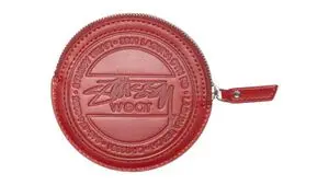 StÜssy Surf Dot Leather Pouch - Fire Red