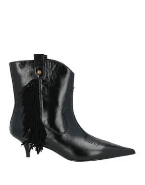 Pinko Leather Ankle Boots With Fringe Detail