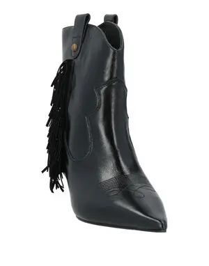 Pinko Leather Ankle Boots With Fringe Detail