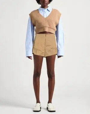 Sandro Cotton Twill Gathered High Waisted Shorts