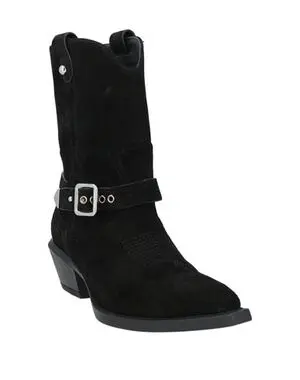 Pinko Suede Ankle Boots With Cuban Heel - Black