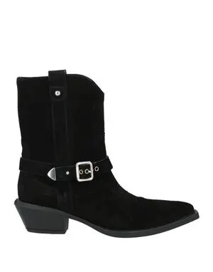 Pinko Suede Ankle Boots With Cuban Heel - Black