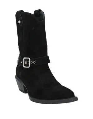 Pinko Suede Ankle Boots With Cuban Heel - Black