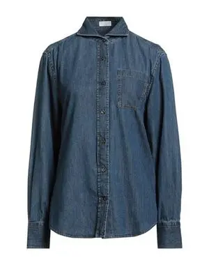 Brunello Cucinelli Denim Shirt With Ecobrass Detailing - Blue