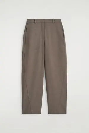 Cos Wool Barrel-leg Pants - Brown