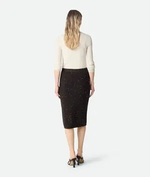 Bottega Veneta Wool English Rib Midi Skirt - Fondant