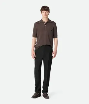 Bottega Veneta Grain De Poudre Straight Leg Pants - Black