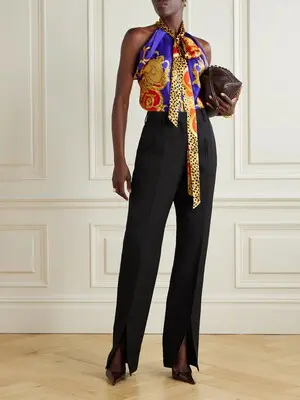 Versace Tie-detailed Printed Silk Blouse - Multi