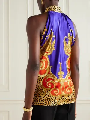Versace Tie-detailed Printed Silk Blouse - Multi