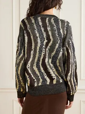 Missoni Sequin-embellished Striped Metallic Jacquard-knit Cardigan