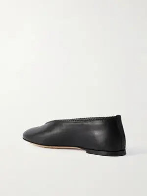 Bottega Veneta Intrecciato-trimmed Leather Ballet Flats - Black