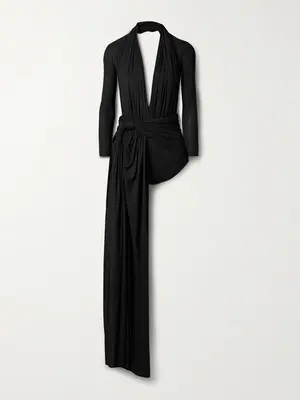 Balenciaga Draped Ruched Stretch-jersey Maxi Dress - Black