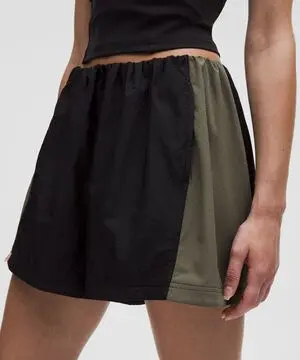 Lululemon Nylon High-rise Short 5 - Black/army Green