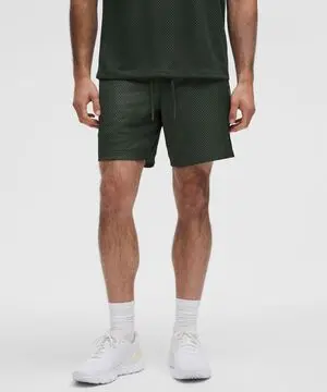 Lululemon Double-layered Mesh Linerless 7' Shorts - Rainforest Green/vapor