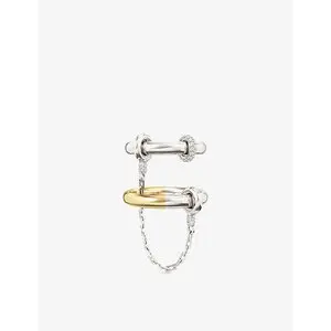 PHORIA 18ct Yellow Gold Vermeil White Topaz Chain Ring - Gold/silver