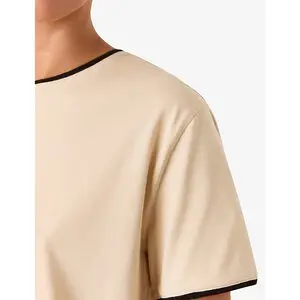 Whistles Contrast-piping Regular-fit Cotton-jersey T-shirt - Tan