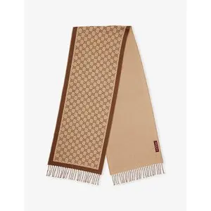 Gucci Monogram Knitted Wool Scarf - Camel/light Brown