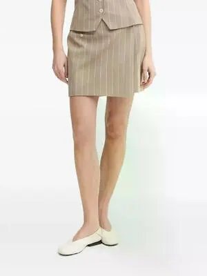 SAMSOE SAMSOE Pinstripe Mini Skirt With Button Details - Neutrals