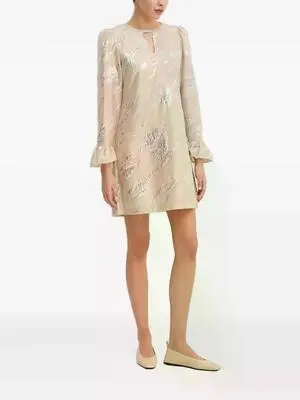 BRUUNS BAZAAR Metallic-details Puff-sleeve Mini Dress