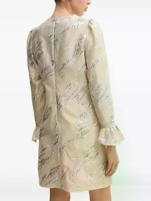 BRUUNS BAZAAR Metallic-details Puff-sleeve Mini Dress
