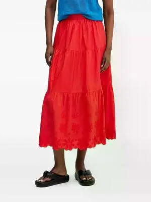 Desigual Embroidered Tiered Midi Skirt