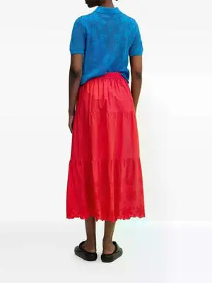 Desigual Embroidered Tiered Midi Skirt
