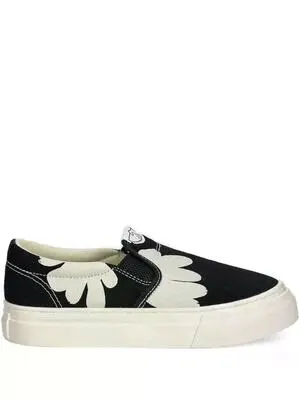 S.W.C STEPNEY WORKERS CLUB Flower-print Slip-on Sneakers - Black