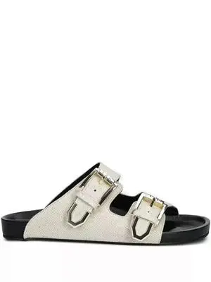 IRO PARIS Billie Double-buckle Slides - Neutrals
