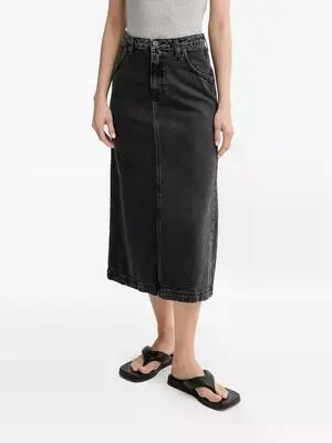 American Vintage Logo-patch Denim Midi Skirt