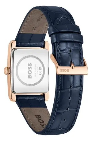 BOSS Principle Leather Strap Watch - Blue