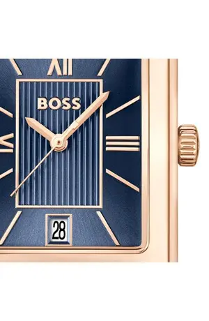 BOSS Principle Leather Strap Watch - Blue