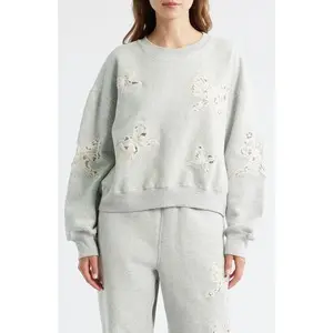 LoveShackFancy Linetta Lace Bow Inset Sweatshirt