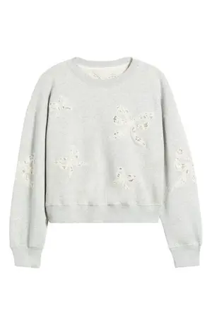 LoveShackFancy Linetta Lace Bow Inset Sweatshirt