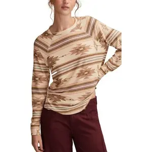 Lucky Brand Raglan Sleeve Knit Top - Neutral Combo