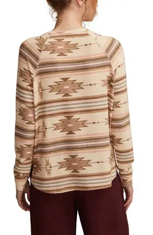 Lucky Brand Raglan Sleeve Knit Top - Neutral Combo