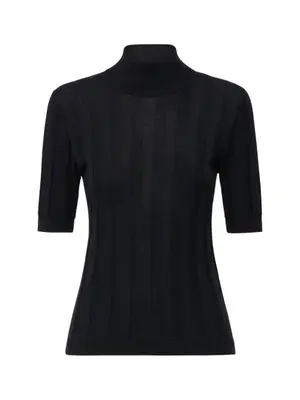 CALLAS MILANO Jordyn Short Sleeve Mock Neck Sweater - Black