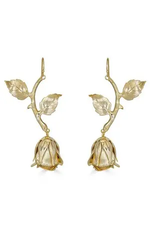 EPONA VALLEY Rose & Vine Dangle Earrings - Gold