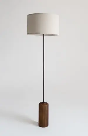 BRIGHTECH Oren 60" Modern Led Floor Lamp With Stable Wood Base - Walnut