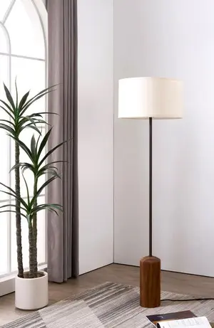 BRIGHTECH Oren 60" Modern Led Floor Lamp With Stable Wood Base